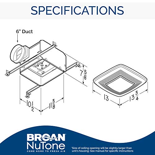 Broan-NuTone QTXE110FLT Very Quiet Ventilation Fan And Light Combo For Bathroom And Home, 36-Watt Fluorescent Light, 4-Watt Nightlight, 110 CFM