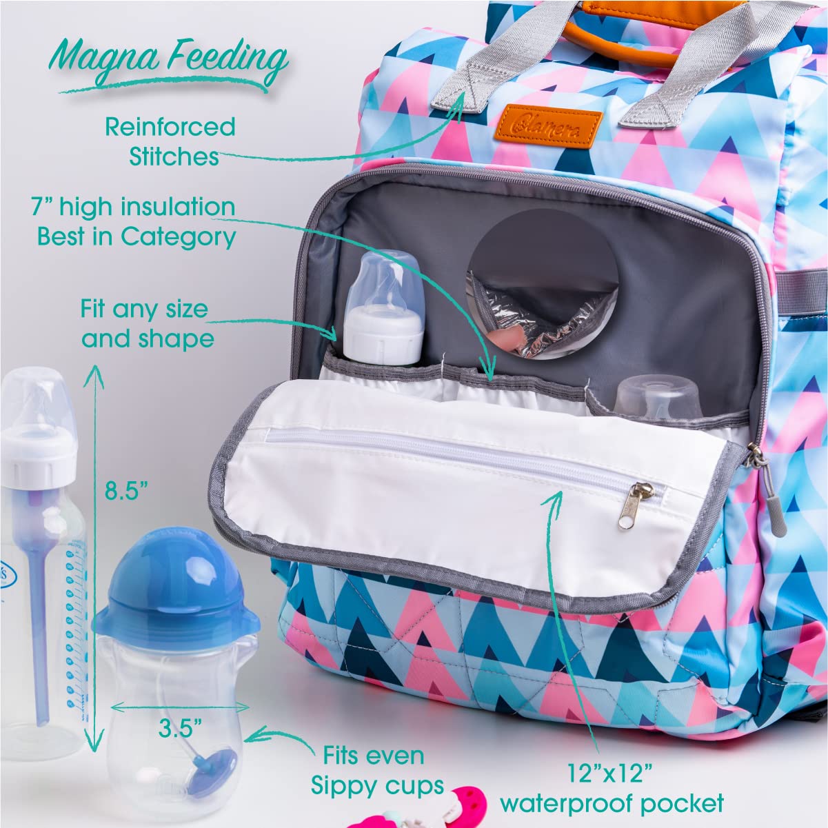 Clamera Diaper Bag Backpack β 5-in-1 Magna Travel Back Pack β Extra Large Diaper Bag with Changing Pad, Diaper Pouch, Pacifier Pouch & Stroller Hangers