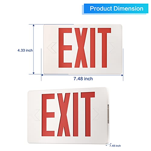EXITLUX 2 Packs LED Exit Lights with Emergency Lights-Double Face Two LED Adjustable Head Emergency Exit Lights with Battery Backup Dual LED Lamp ABS Fire Resistance UL Listed 120-277VAC.…