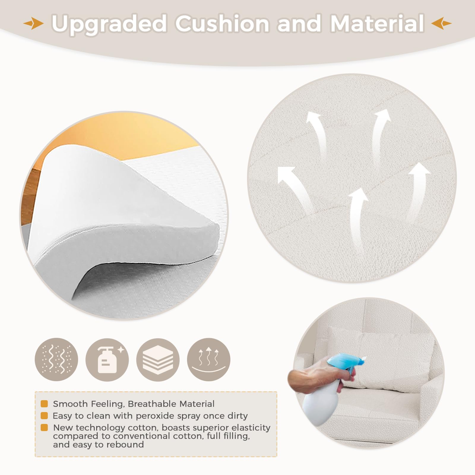 Esright Sleeper Chair, 3-in-1 Convertible Chair Bed with Adjustable Backrest, Side Pocket and Pillow, Pull Out Sofa Bed Couch for Small Space, Apartment, RV (Teddy Wihte)