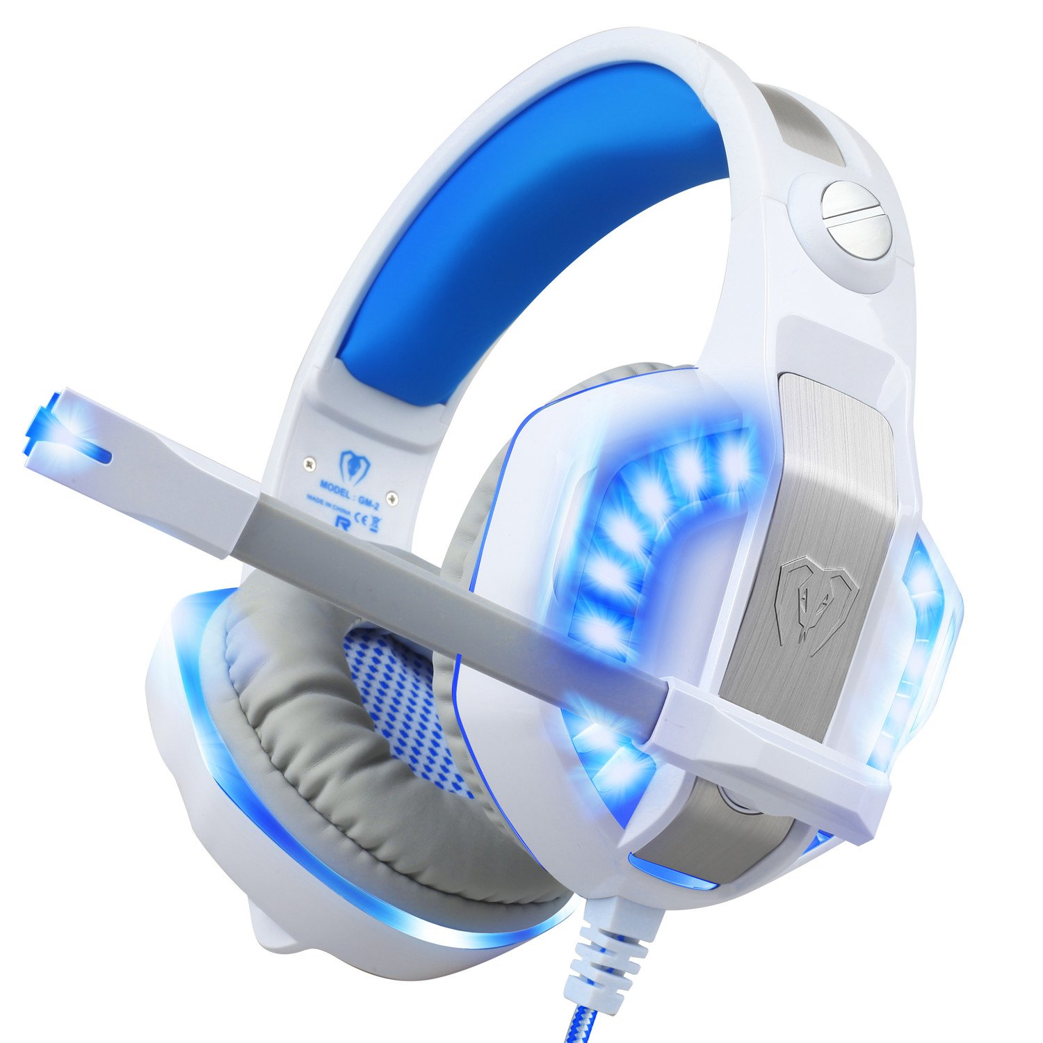 BlueFire Professional Stereo Gaming Headset for PS4, PS5,Xbox One Headphones with Mic and LED Lights for PlayStation 4, Xbox One, PC (White)