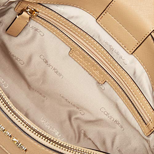 Calvin Klein Hayden Saffiano Leather Triple Compartment Shoulder Bag Satchel, RYE