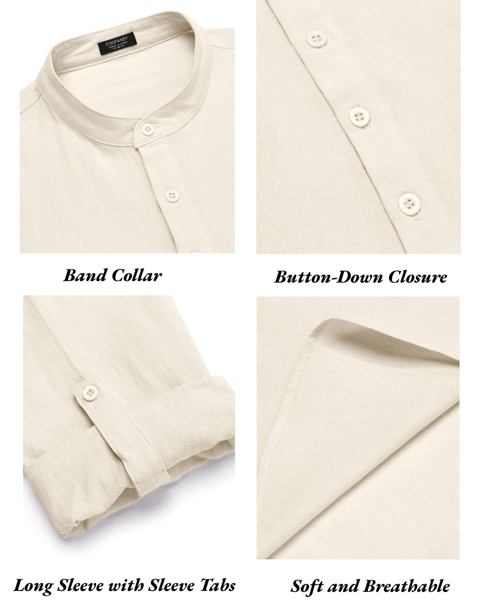 COOFANDY Men's 2 Pieces Cotton Linen Set Long Sleeve Henley Shirts Casual Beach Pants With Pockets Summer Yoga Outfits