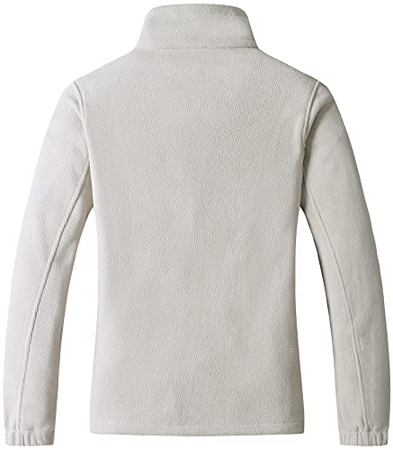 GIMECEN Women's Lightweight Full Zip Soft Polar Fleece Jacket Outdoor Recreation Coat With Zipper Pockets Large