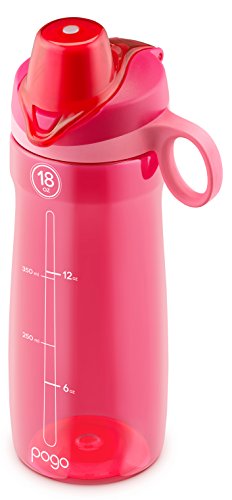 Pogo BPA-Free Tritan Plastic Water Bottle with Chug Lid, 18 Oz, Pink