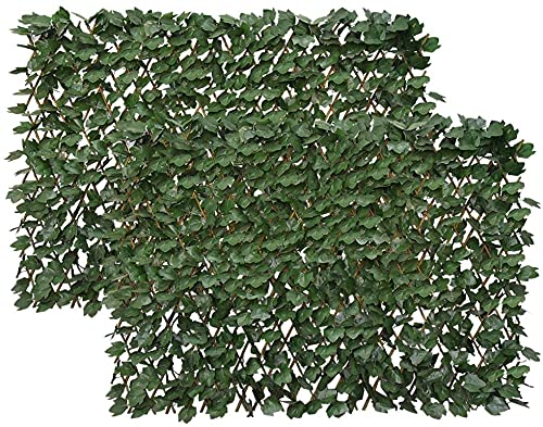 Expandable Fence Privacy Screen for Balcony Patio Outdoor,Decorative Faux Ivy Fencing Panel,Artificial Hedges (2PC,Single Sided Leaves)…