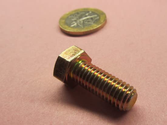 Class 8.8 Yellow Zinc Steel Bolts FT M8 x 1.25 mm x 20 mm Long 10 pcs