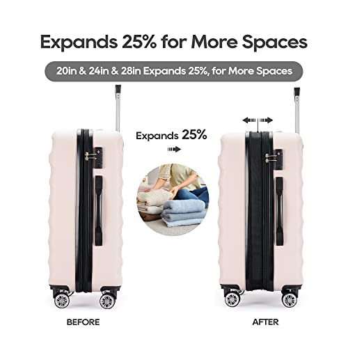 GinzaTravel 3-Piece Luggage Set with TSA Locks, Expandable, and Friction-Resistant in Light pink - Includes 20", 24" & 28" Spinner Suitcases