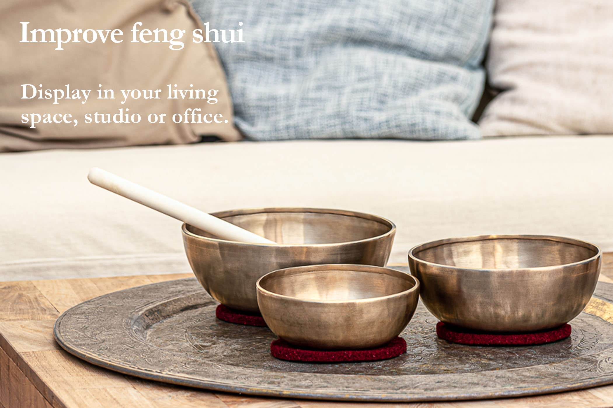 Bronze Singing Bowl with Felt Ring and Cover, Energy Series β MADE IN INDIA β For Meditation, Yoga and Sound Healing Therapy, 2-YEAR WARRANTY