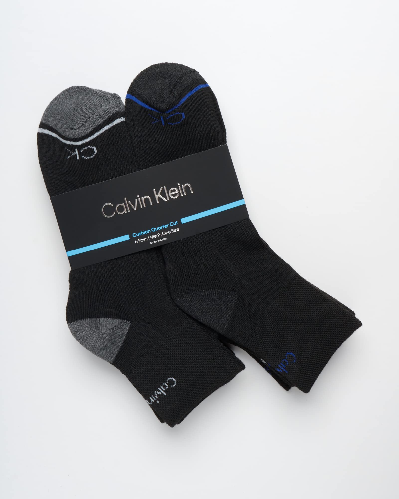 Calvin Klein Men's Quarter Socks - 6 Pack Cushioned Mini Crew Athletic Socks for Men - Breathable Men's Sports Socks (7-12), Size 7-12, Grey/Black Assorted