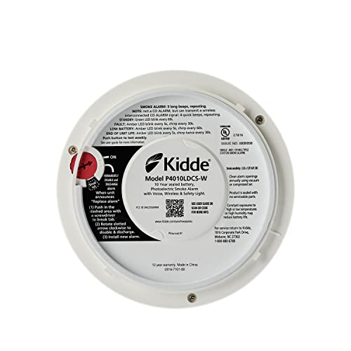 Kidde Smoke Detector, 10-Year Battery, Photoelectric Sensor Wire-Free Interconnect Smoke Alarm, Voice Alert
