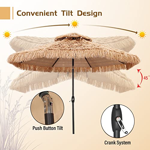GDY 10 FT Patio Tiki Umbrella, Outdoor Patio Pool Beach Umbrellas without LED Lights