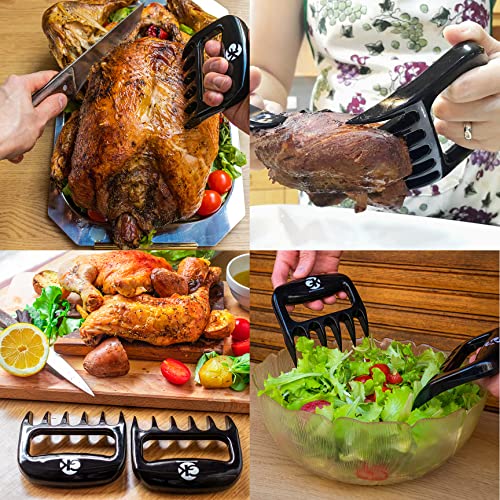 GK’s Premium Combo Set: Super Sharp Solid Meat Shredder Claws Plus Silicone Basting Brush | 1 Pair Meat Claws and 1 Piece Basting Brush | (Black)