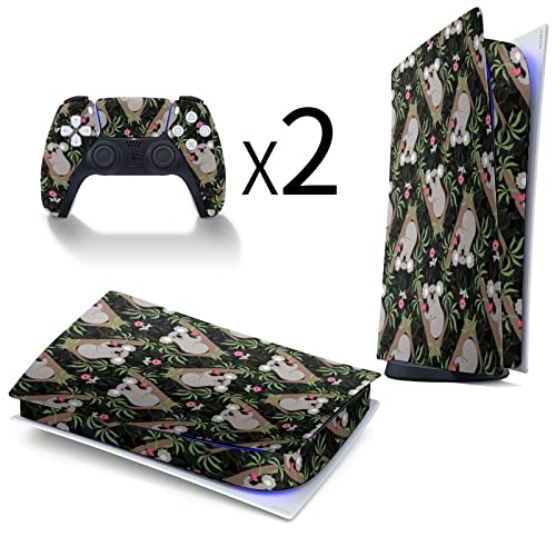 Cute Koala on Eucalyptus Tree Full Protective Skin Cover Design Wrap Decal Sticker Compatible with PS5 Digital Edition Console and Controller