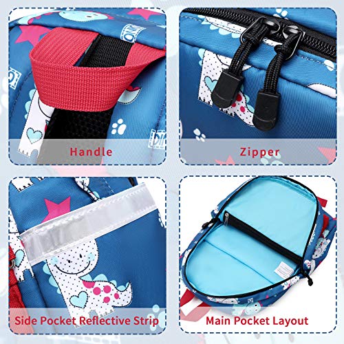 Mairle Little Kids Backpack Preschool Kindergarten School Bag for Boys and Girls with Chest Strap, Glider Print, White/Light Blue
