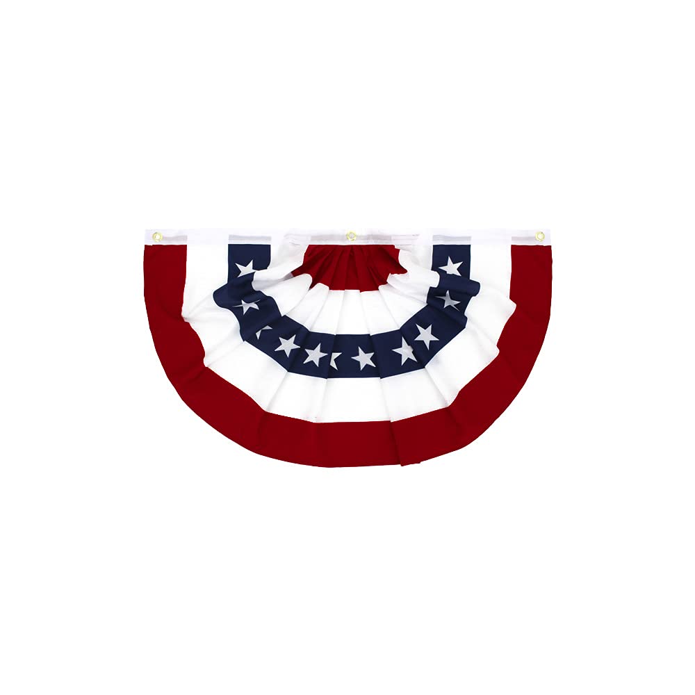 Flaglink 1.5x3Ft American Pleated Fan Flag Width Approx 90cm - US Patriotic Half Fan Bunting Flag 4 PACK