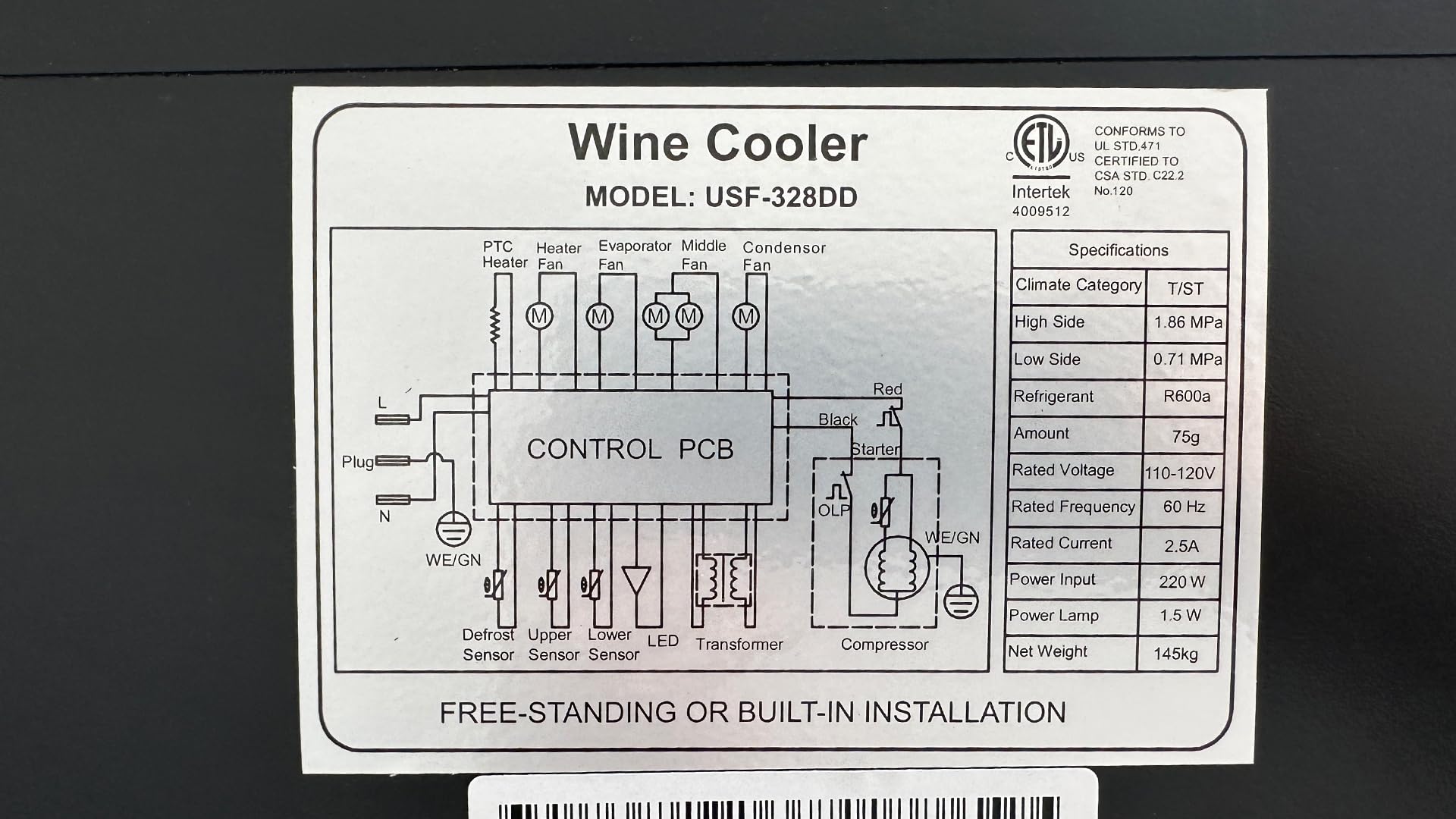Elite Kitchen Supply Commercial Wine Cooler Dual Zone Refrigerator, ETL NSF 300-350 Bottles Reversible Fridge Merchandiser, Restaurant Bar Grocery Store