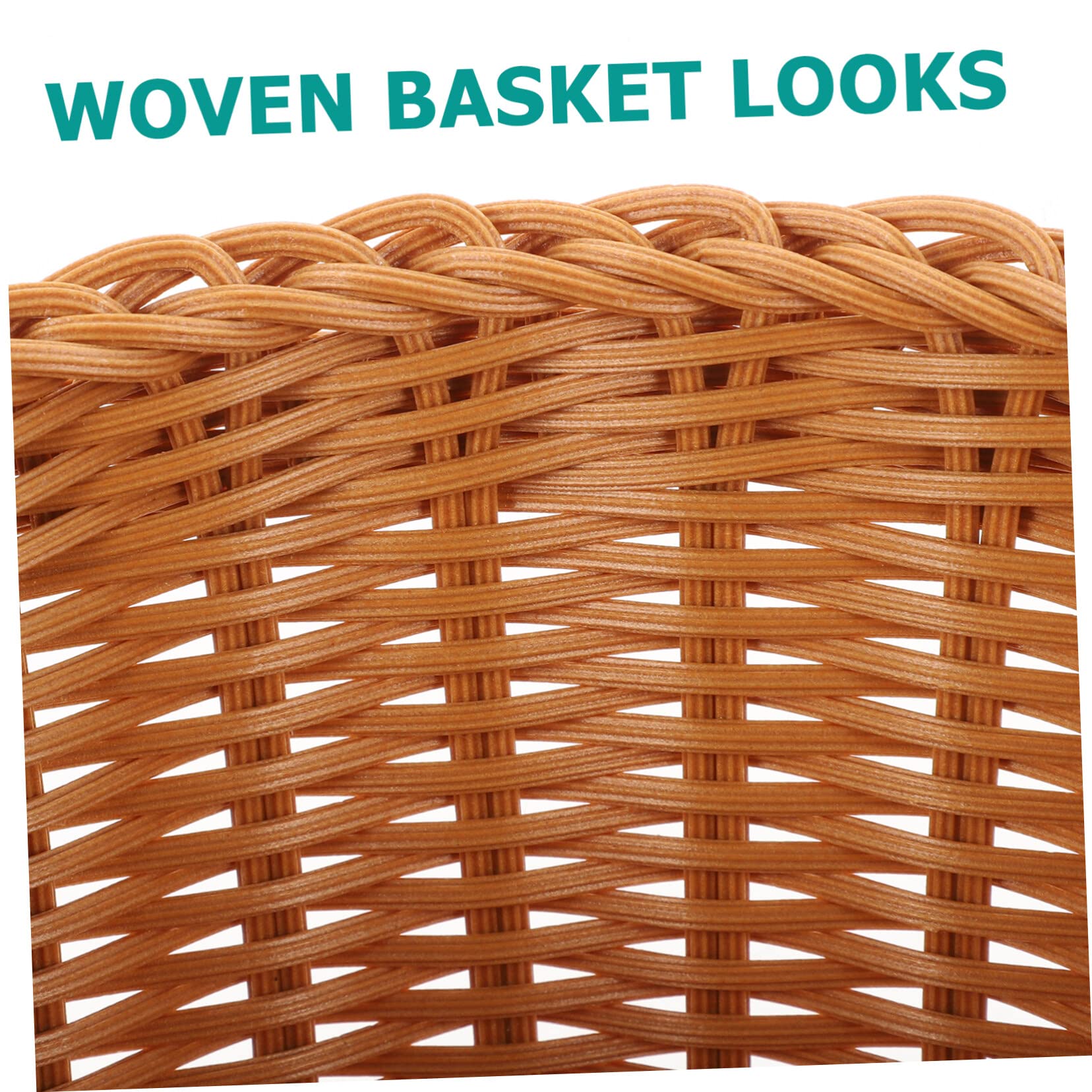 WOONEKY Rattan Trash Can, Brown, Open-Top, Plastic Material, 11" x 11" x 11"