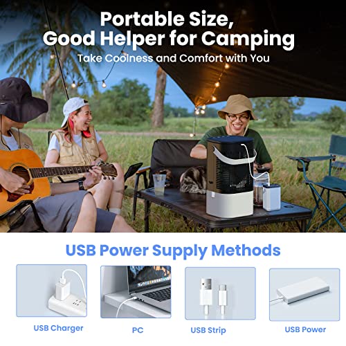Portable Air Conditioners Fan - Mini AC & Air Cooler Fan with 2 Cool Mist & 3 Speeds, 7 Night Light & Timer - Personal Table Air Conditioners Fan with Humidifier for Office, RV, Camping, Dorm Room