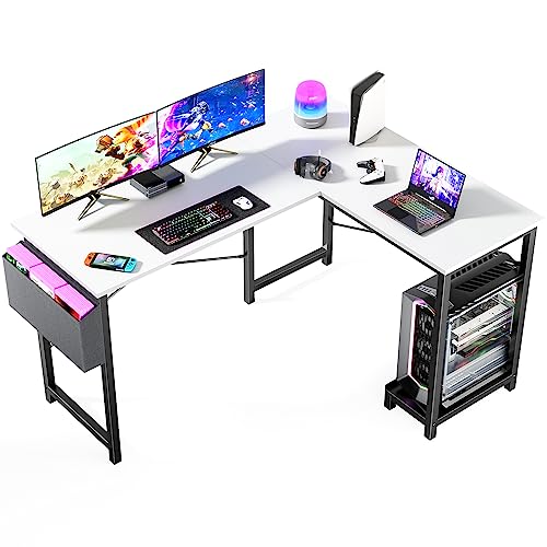 OLIXIS Simple Study L Shaped Desk, 50 inch, White