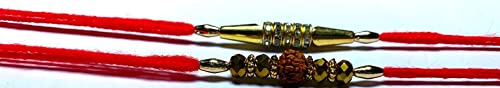 IndiaBigShop Rudraksh Design Rakhi with Stone Design For Raksha Bandhan Festival for Best gift for Brother