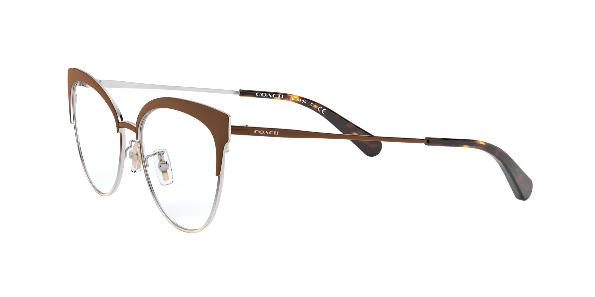 Coach HC5108 Prescription Eyewear Frames, Brown Silver Gold Gradient/Demo Lens, 54 mm