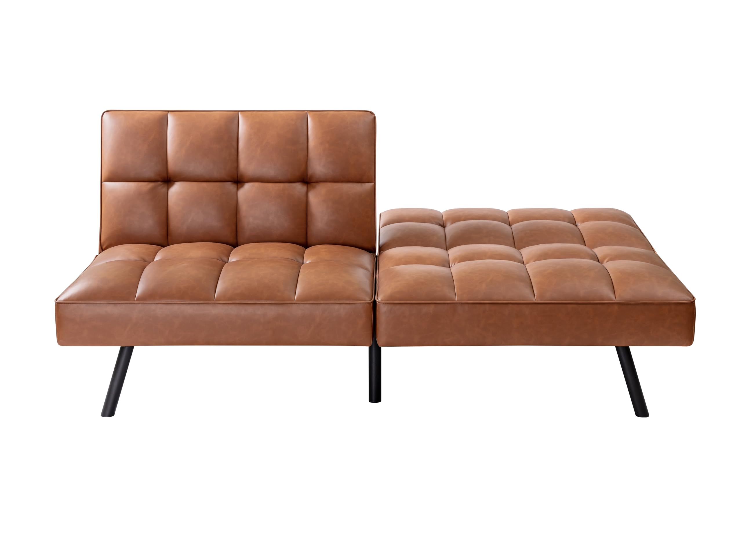 Futon Sofa Bed, Comfortable Futon Sofa Couch, Memory Foam Convertible Loveseat Sofa Bed, Split Back & Seat, Brown