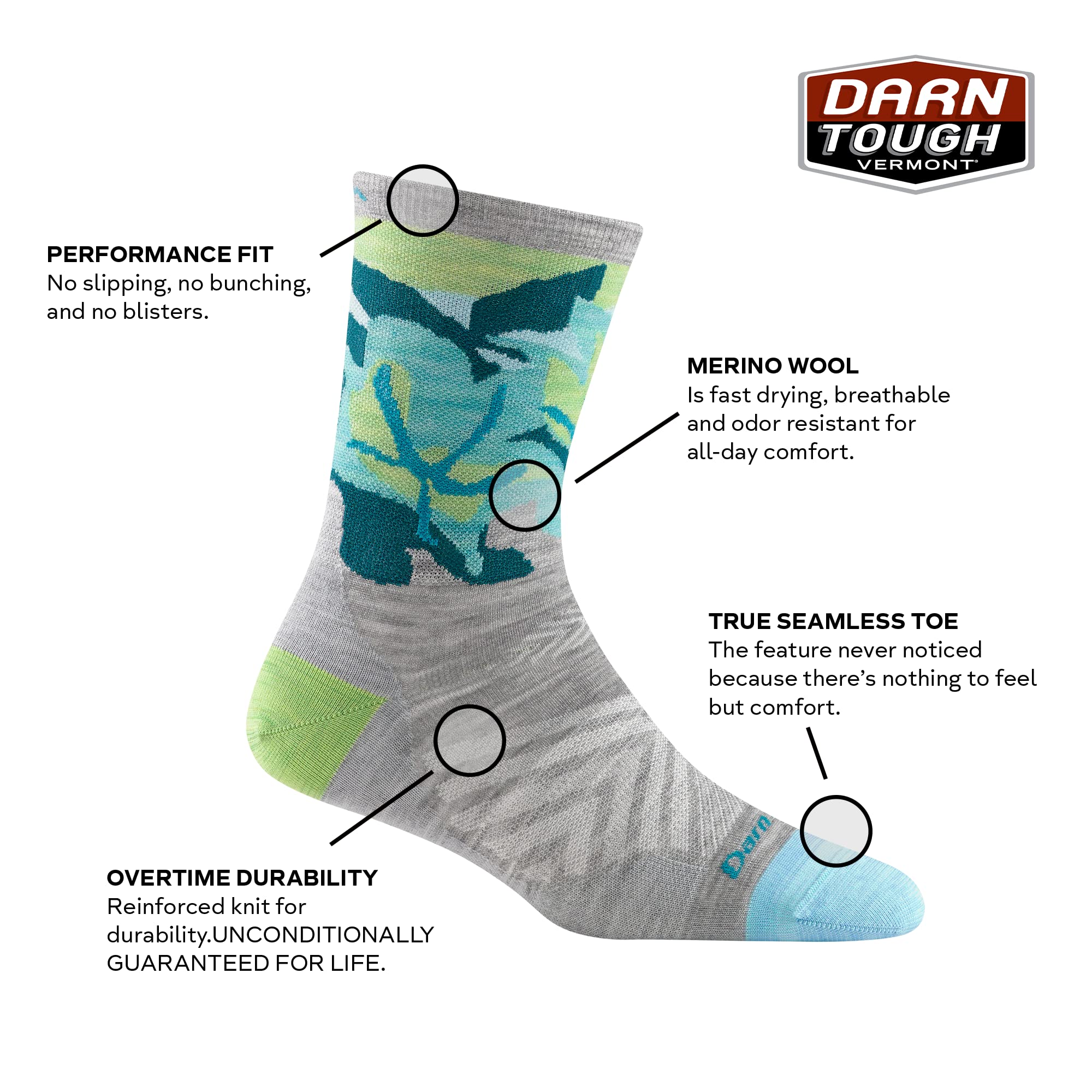Darn Tough Vermont Soul Micro Crew Ultra-Lightweight Gray MD (US 7.5-9.5)