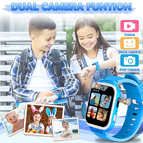 Kids Smart Watch with 90°Rotatable Camera Smartwatch Touch Screen Kids Watch Music Pedometer Flashlight Games Digital Wrist Watch for Boys