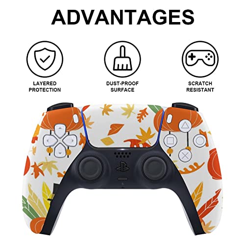 Cute Pumpkin Turkey Full Protective Skin Cover Design Wrap Decal Sticker Compatible with PS5 Digital Edition Console and Controller