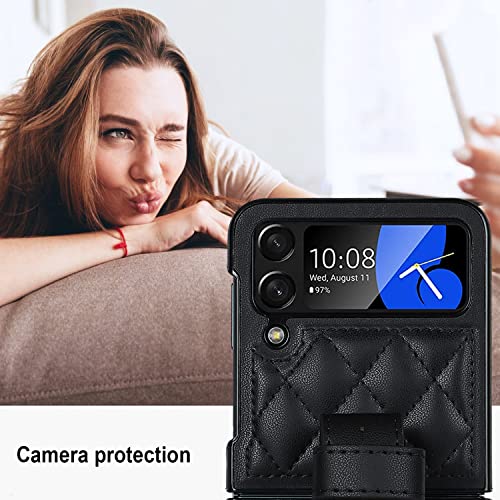 Fivean Suitable for Oppo findn2flip Foldable flip Card, Wrist Strap Phone case Black