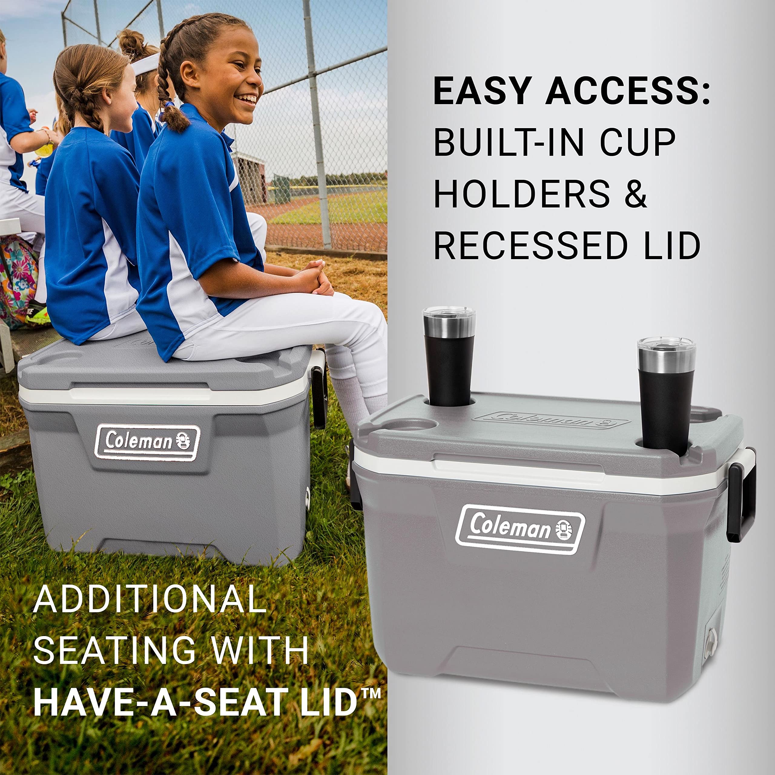 Coleman 316 Series Insulated Portable Cooler with Heavy Duty Latches, Leak-Proof Outdoor High Capacity Hard Cooler, Keeps Ice for up to 5 Days