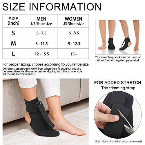 OneBrace Breathable Plantar Fasciitis Night Splint Sock - Soft Stretching Boot Splint for Aching Feet & Heel Relief,Achilles Tendonitis Foot Support Brace for Right or Left Foot(M)