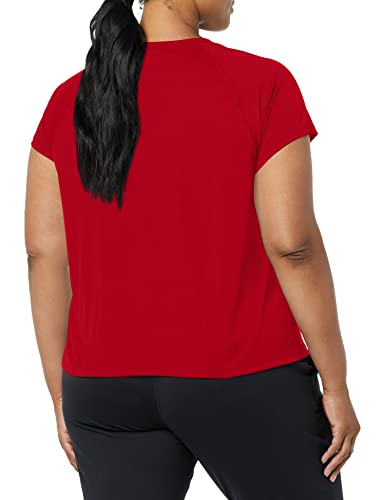 Champion Plus Size, Moisture-Wicking Crewneck Tee, Best Short Sleeve Shirts for Women, Cheerful Red-586QFA, 2X