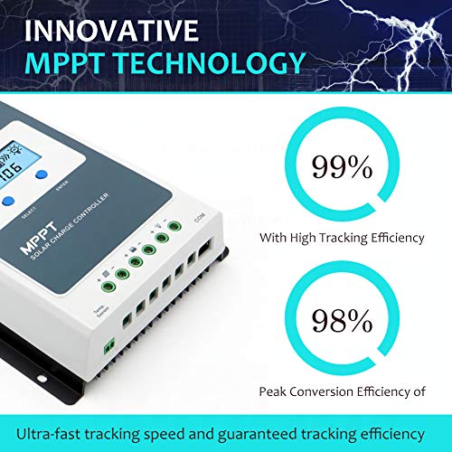 EPEVER 10A Solar Charge Controller MPPT Solar Panel Charge Controller 12V / 24V Auto Working Max PV 100V Solar Charge Battery Regulator with LCD Display for Gel Flooded Sealed Lithium Batteries