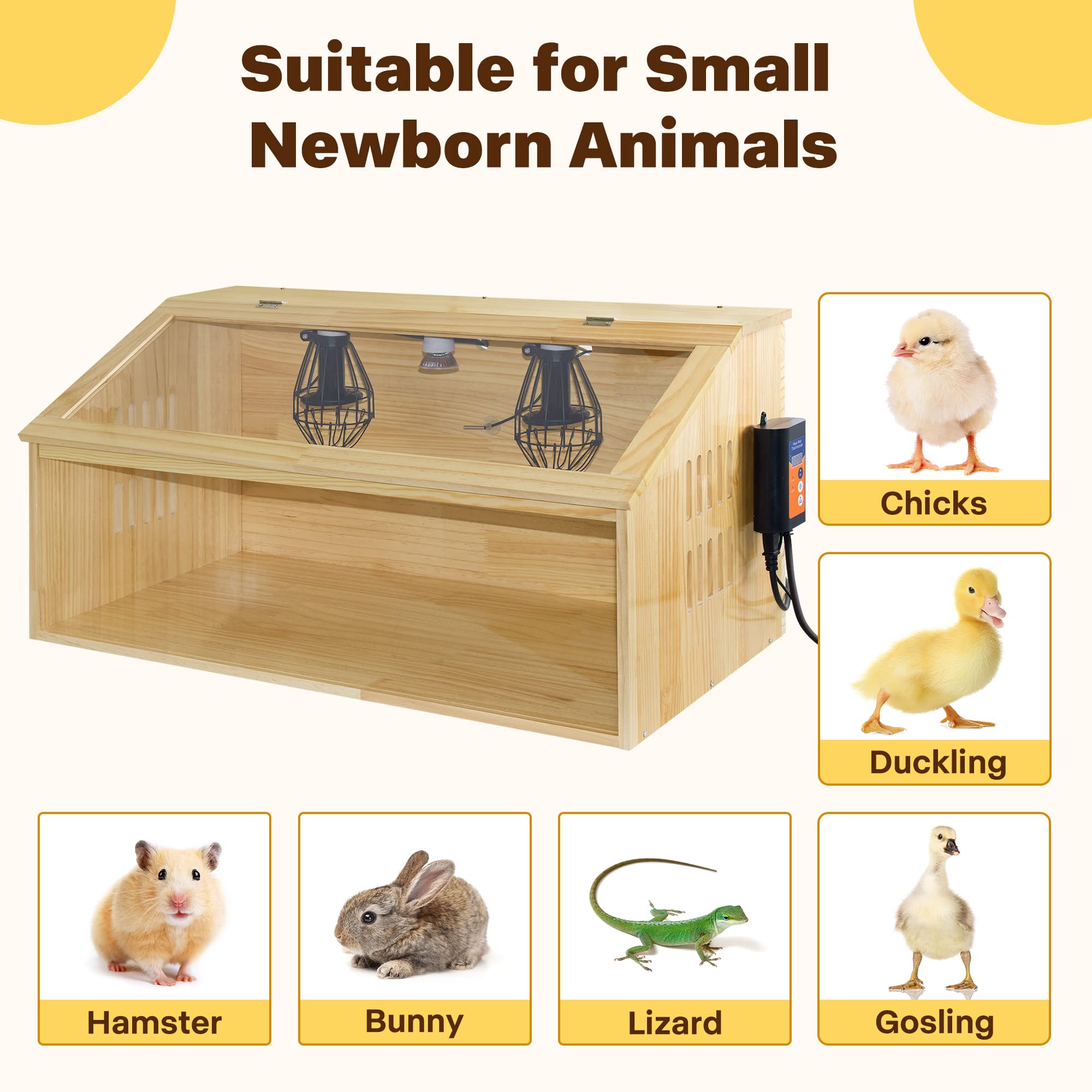 EVERYGROW Brooder Box with Thermostat, Intelligent Chick Brooder Box Heat up to 30 Chicks with 3 Heat Lamps, Waterproof Chicken Brooder Box Kit, Brooder Box for Baby Chicks Ducks Quails Hamsters