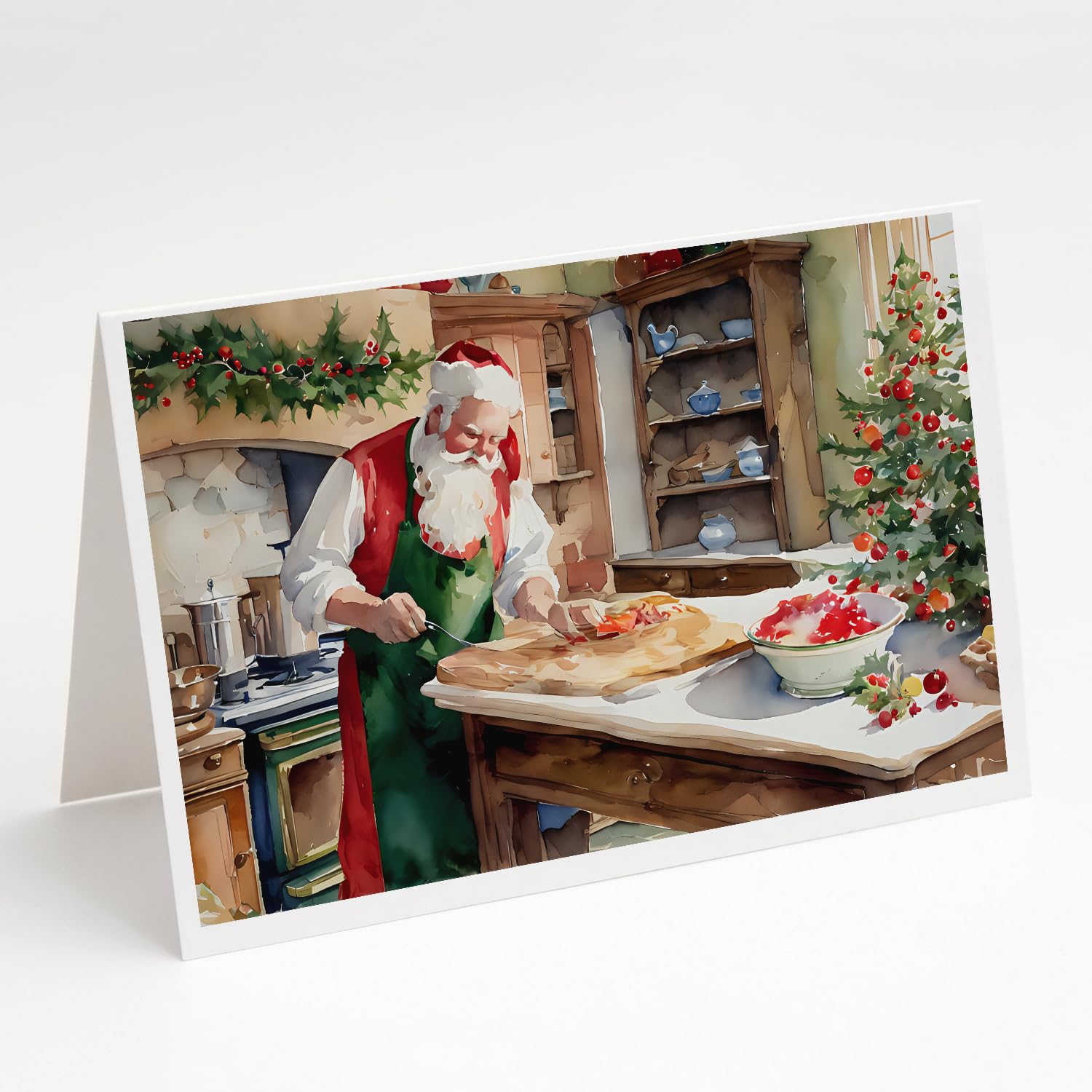 Caroline's Treasures DAC3305GCA7P Cookies with Santa Claus Greeting Cards Pack of 8 Blank Cards with Envelopes Whimsical A7 Size 5x7 Blank Note Cards