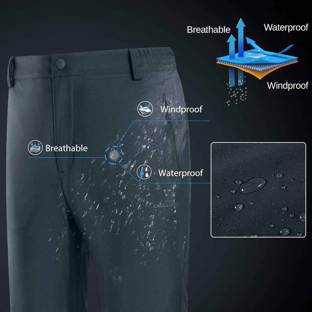 CAMEL CROWN Womens Softshell Pants Fleece Lined Waterproof Windproof Ski Snow Insulated Hiking Hunting Trousers (Dark Grey, XL)
