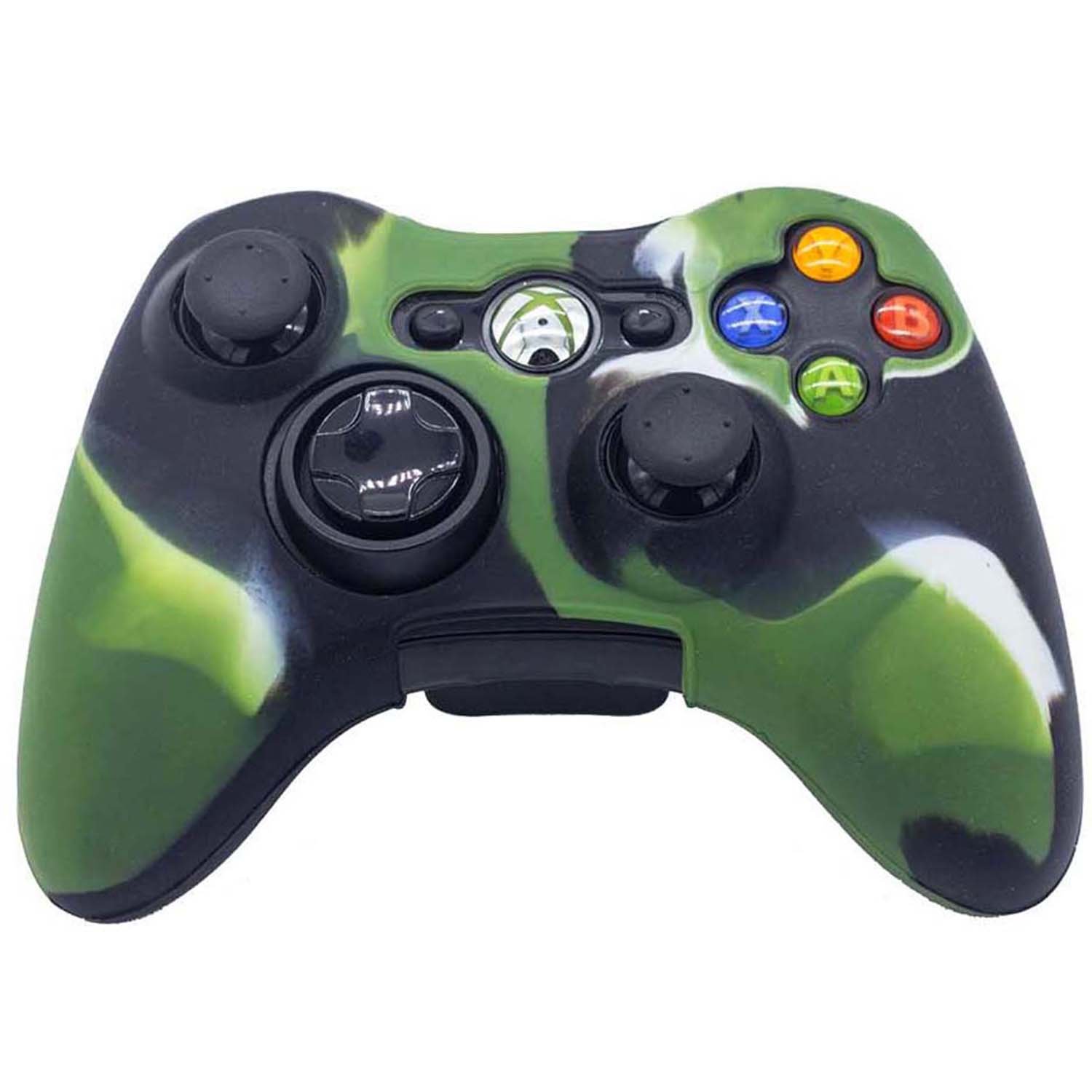 BRHE 3 Pack Protective Skin Cover Soft Silicone Camouflage Protector Case Accessories Set for Xbox 360 Controller Wireless/Wired Gamepad Joystick with 8 FPS Thumb Grips Caps(Red Blue Green)