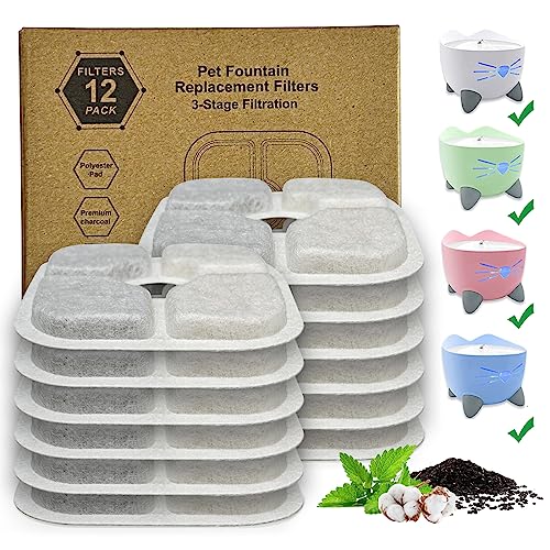 Opeth cat water fountain filter for CatitĀ® PIXI Cat Drinking Fountain,Cat Water Fountain Filter Replacement Filters Contains 12 Cat Fountain Filters (12 Pack)