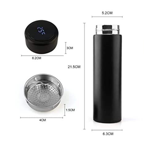 Intelligent temperature and Insulated Water Bottle Led Touch Display water temperature, Stainless Steel Coffee Thermos, Thermos Bottle, Insulated Hot Tea Thermos, Travel Mug, Keep Warm 12H (Black)