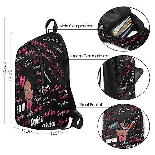 InterestPrint Backpack Little Princess Glitter Gold Bookbag School Backpack for Girls Boys Backpacks Canvas Light Laptop Bag
