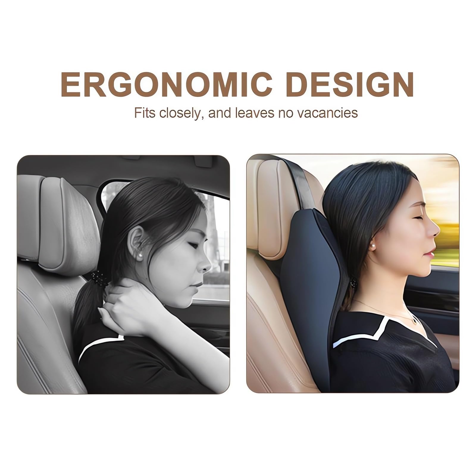 Car Seat Headrest Neck Rest Cushions - 2023 New Ergonomic 3D Memory Foam Car Neck Pillow with Removable Cover, Car Neck & Head Support Rest Pillow, Head Rest for Office Chair Neck Support (Black)