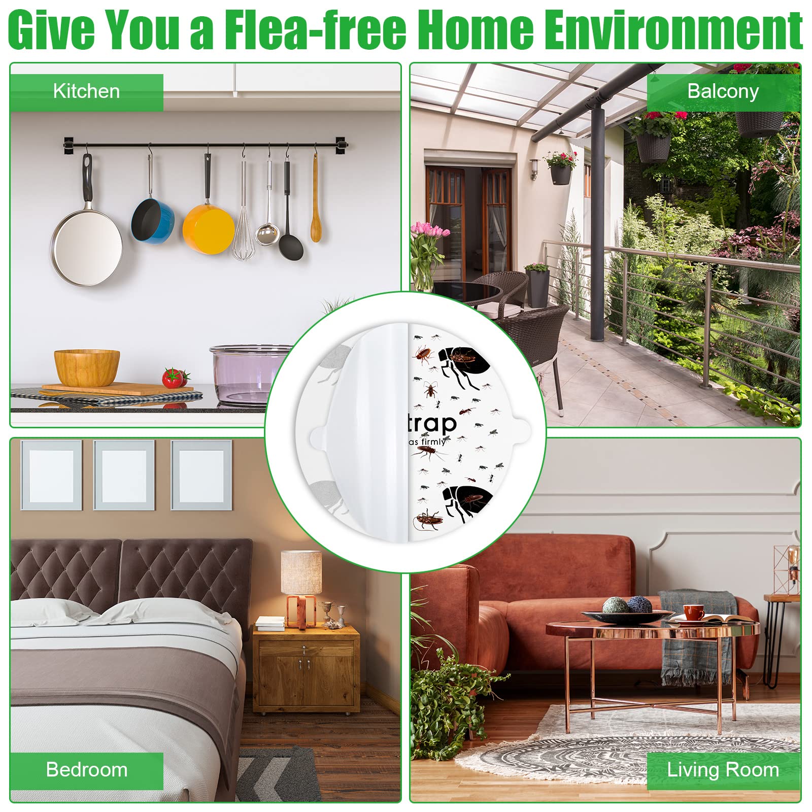 Flea Trap Refill Discs Sticky Traps Fly Trap Refill Glue Board Refills Trap Double Layer Adhesive Nontoxic Odorless Pest Control Traps Replacement Sticky Glue Pads 7.1 Inch for Bugs Flies (60 Pcs)