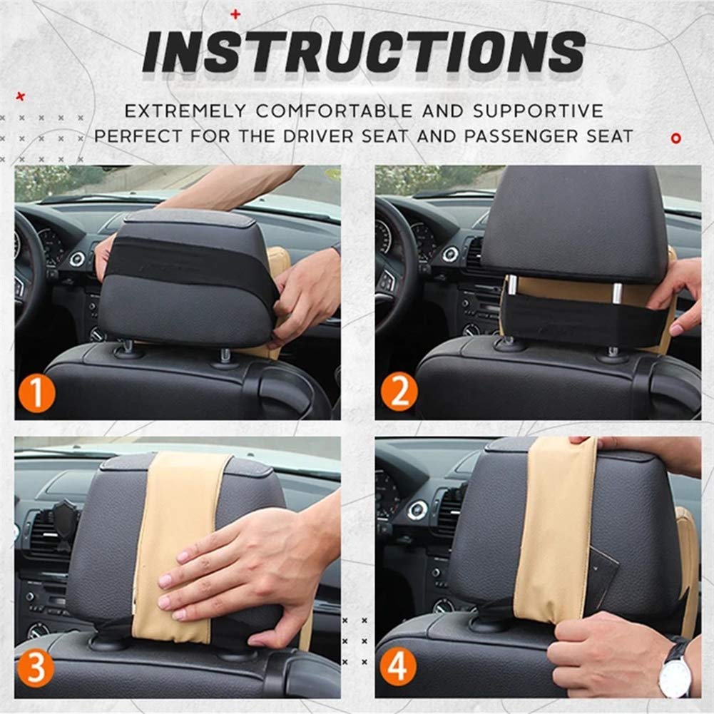 Car Seat Headrest Neck Rest Cushion, Car Seat Neck Pillow 100% Pure Memory Foam Neck Pillow with Breathable Removable Cover, Comfortable Ergonomic & Neck Pain Relief(14.17x11.8x3.9 in) (1 Pack, Black)