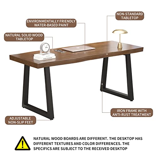 jmzx store Modern Gaming Workbench Solid Wood Desktop Computer Desk Home Minimalist Bedroom Desk Nordic Desk Small Long Table,Rustic Brown 55 inch