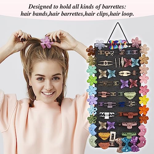 JOYMOMO Hanging Hair Claw Clips Organizer, 10 Layer Hair Accessories Display Holder, Claw Clip Storage Organizer for Women Girl, Claw Clips Holder for Wall (Dark Gray)
