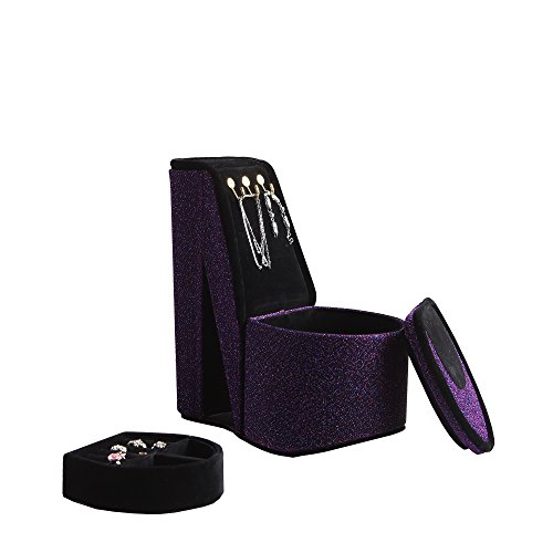 ORE International HBB1822 Iridescent High Heel Shoe Display with Hooks Jewelry Box, Purple Velvet