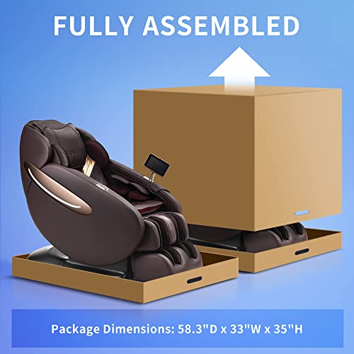 MYNTA 2023 3D Massage Chair Full Body - Zero Gravity Massage Chair Recliner with SL Track, AI Voice Control, LCD Screen, Quick Access Buttons, USB Charger, Auto Body Scan, Bluetooth, Brown