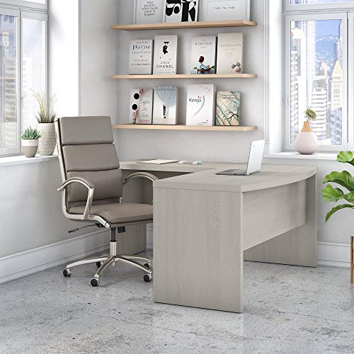 Bush Business Furniture Echo L Shaped Bow Front Desk in Gray Sand